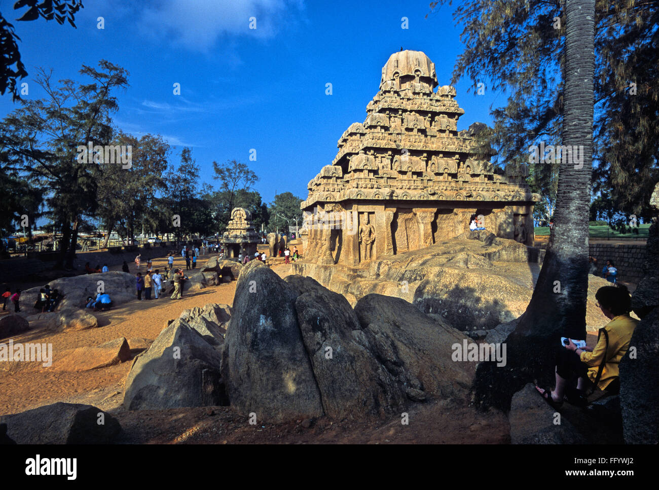 Dharmaraja rath one of five raths ; Mahabalipuram Mamallapuram ; Tamil ...
