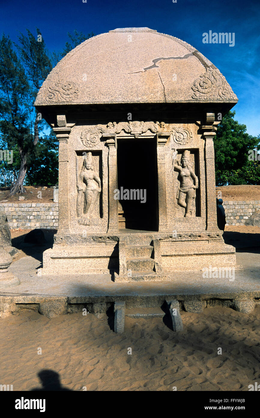 Draupadi rath one of five raths ; Mahabalipuram Mamallapuram ; Tamil ...