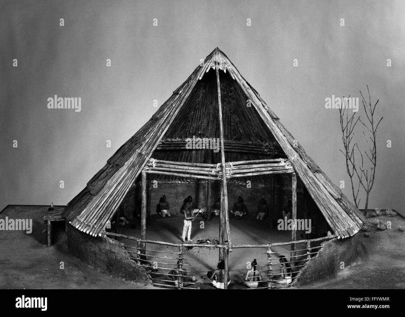 CREEK COUNCIL HOUSE. /nModel of a council house of Creek Native ...