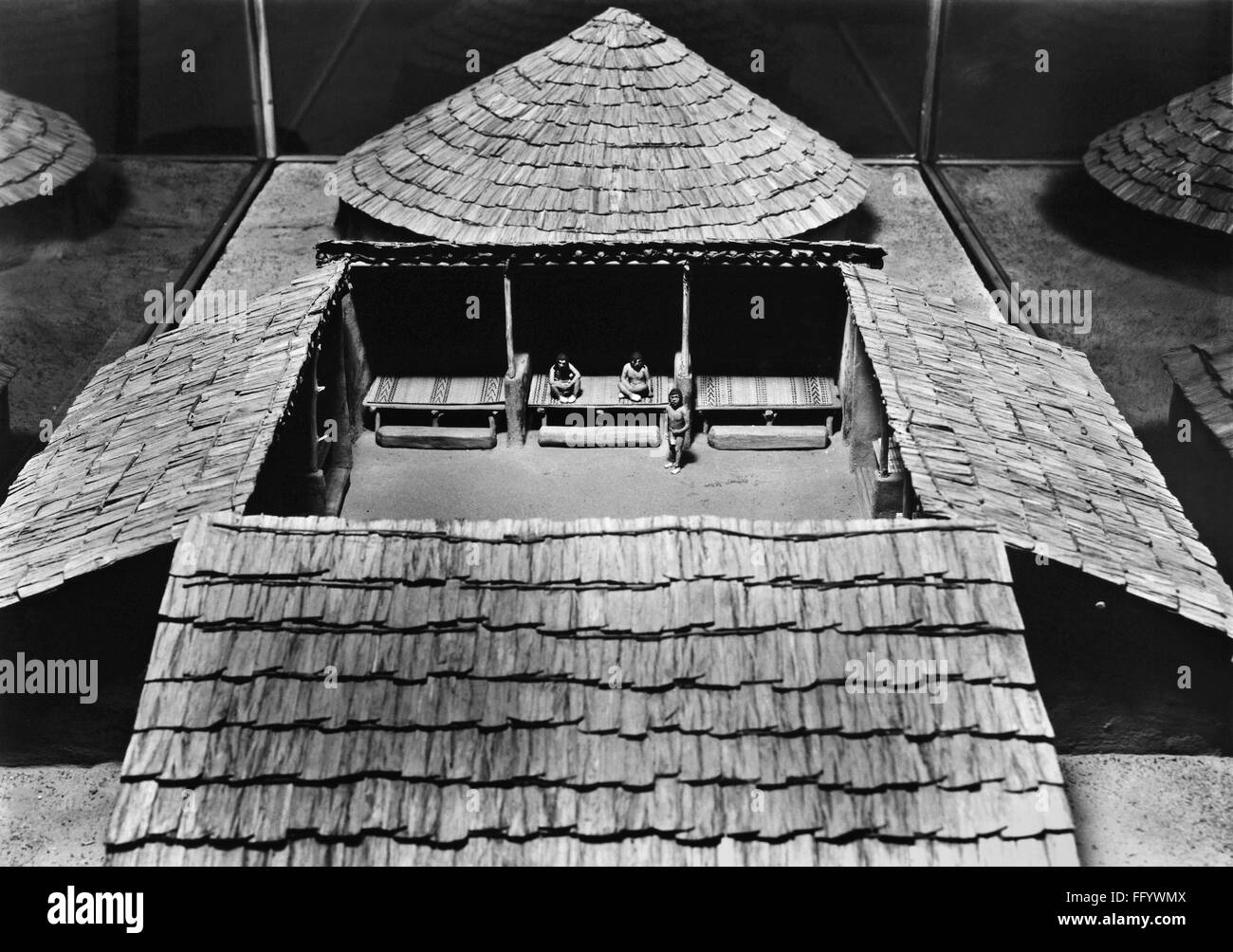CREEK COUNCIL HOUSE. /nModel of a council house of Creek Native ...