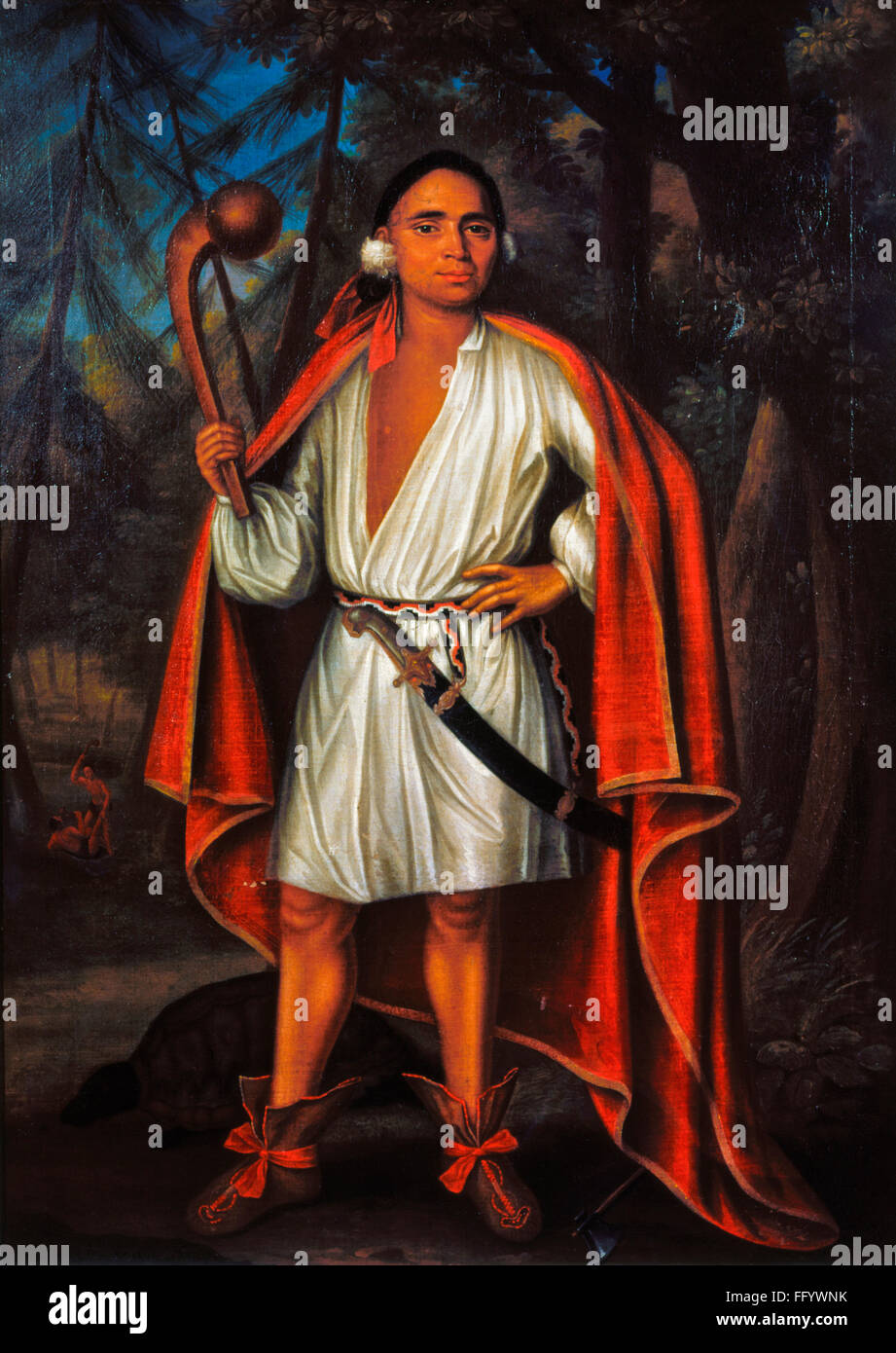 MOHAWK CHIEF, 1710. /nEtow Oh Koam, King of the River Nation (Mahicans ...