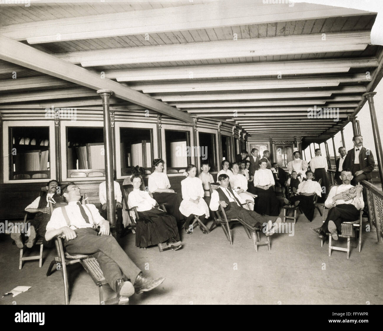 TUBERCULOSIS FERRY, c1900. /nTuberculosis patients on the deck of a ...