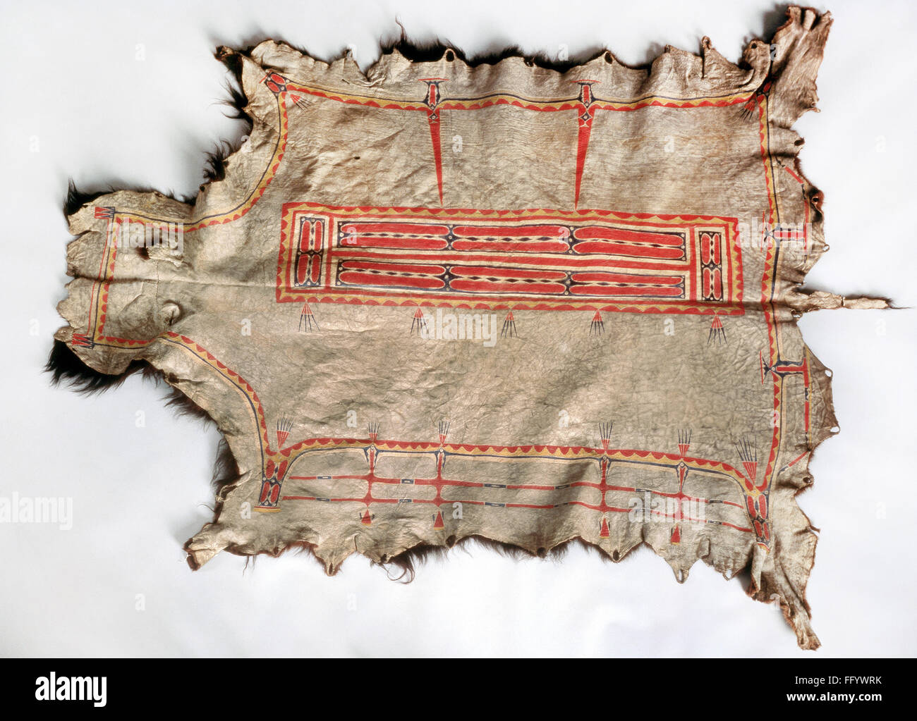 SIOUX HIDE PAINTING. /nLakota box and border design hide painting Stock ...