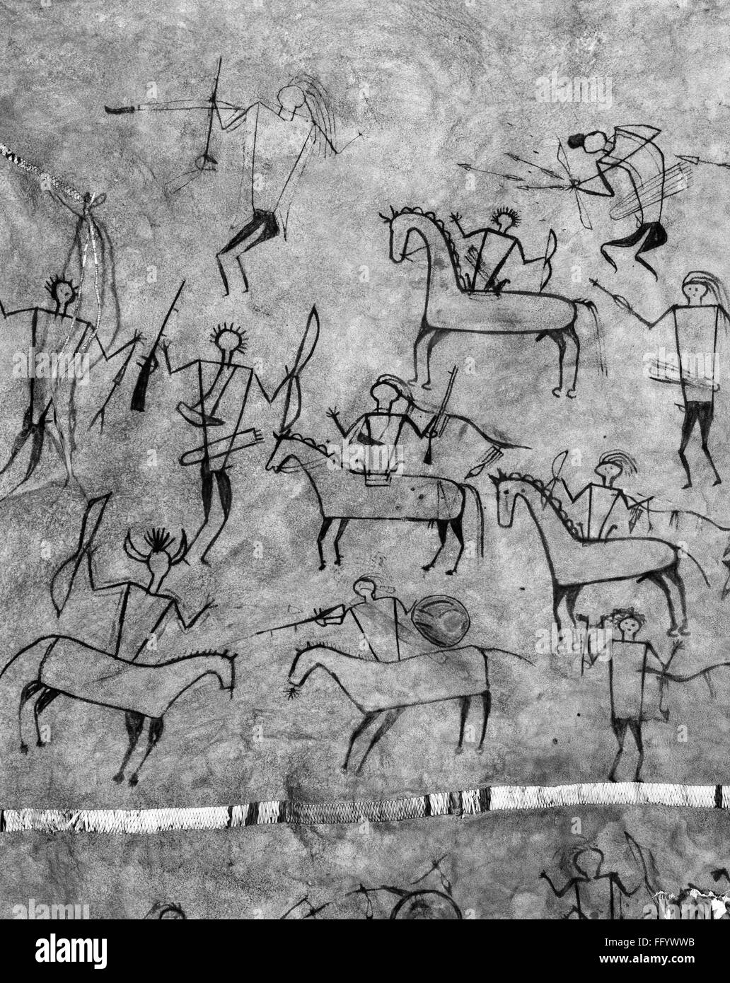 PLAINS HIDE PAINTING. /nHide painting by a Native American artist of ...