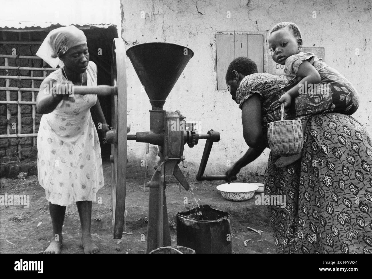CAMEROON: CORN MILL, 1964. /nWomen milling corn in Bamenda, Cameroon ...