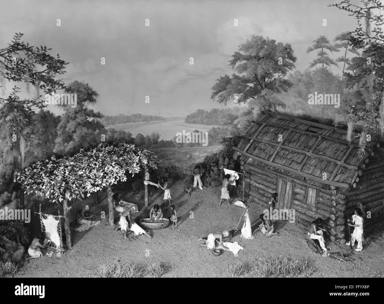 YUCHI VILLAGE. /nDiorama on display at the American Museum of Natural ...