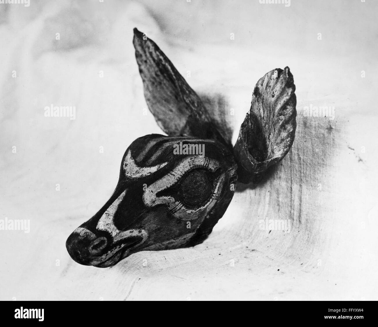 CALUSA FIGUREHEAD. /nCarved wooden deer figurehead of the Calusa Native ...