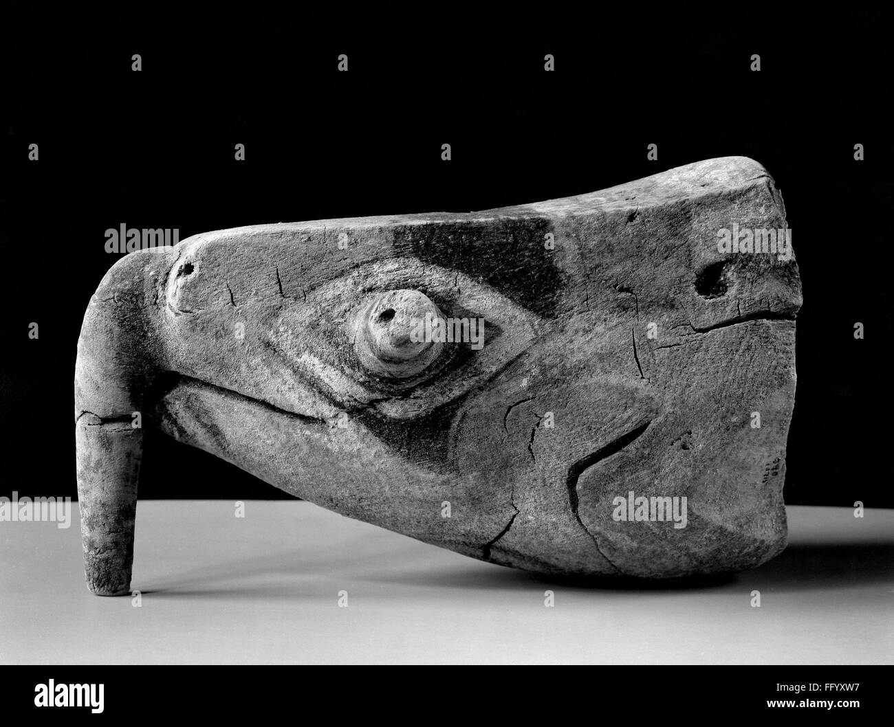 CALUSA FIGUREHEAD. /nCarved wooden figurehead of the Calusa Native ...