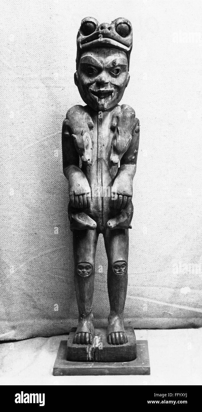 TLINGIT GRAVE GUARDIAN. /nCarved wooden grave guardian from the grave ...