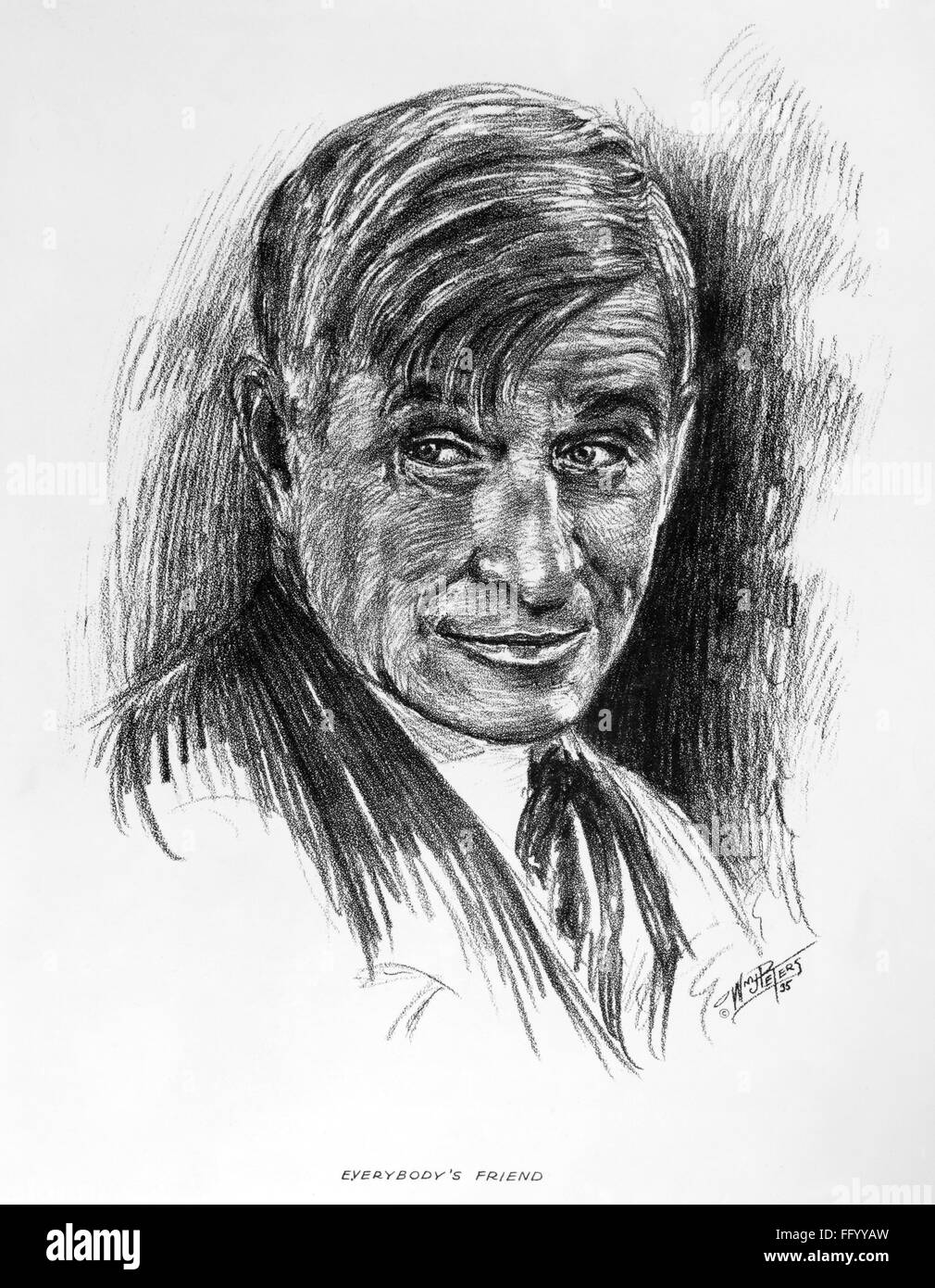 WILL ROGERS (1879-1935). /nAmerican humorist. Drawing, 1935 Stock Photo - Alamy