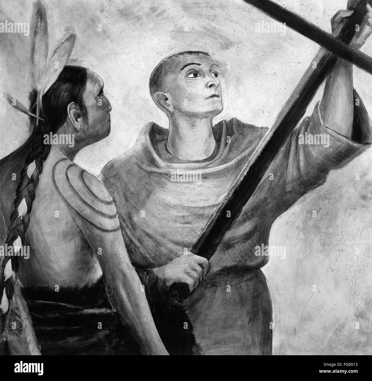 FRANCISCAN AND COMANCHE. /nA Spanish Franciscan missionary with a ...