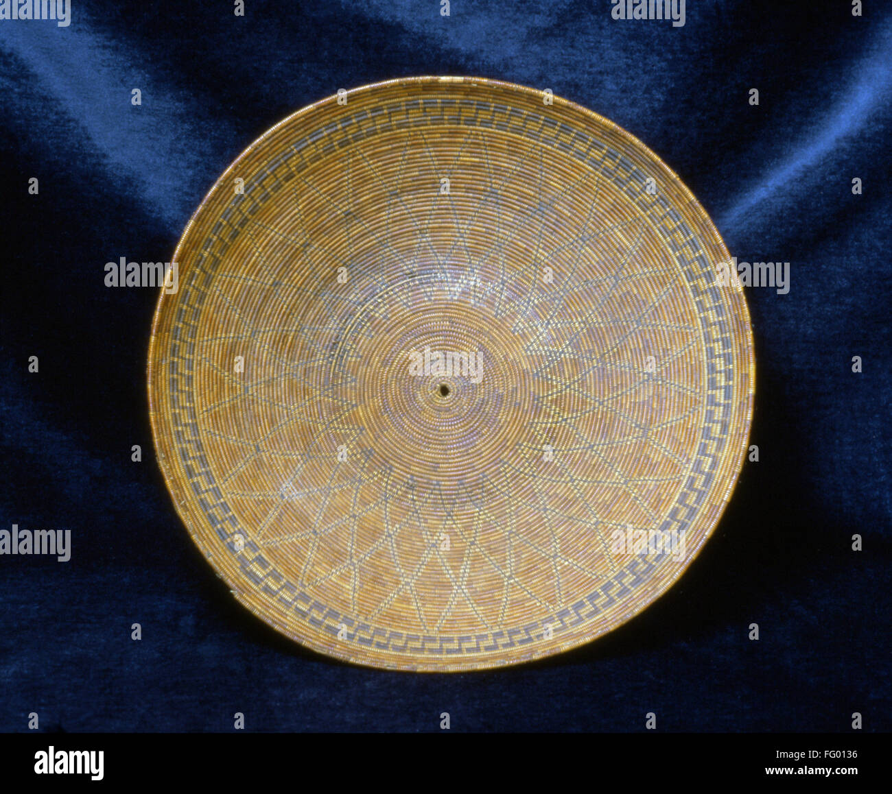 NATIVE AMERICAN TRAY. /nWoven coiled tray of the Chumash Native ...