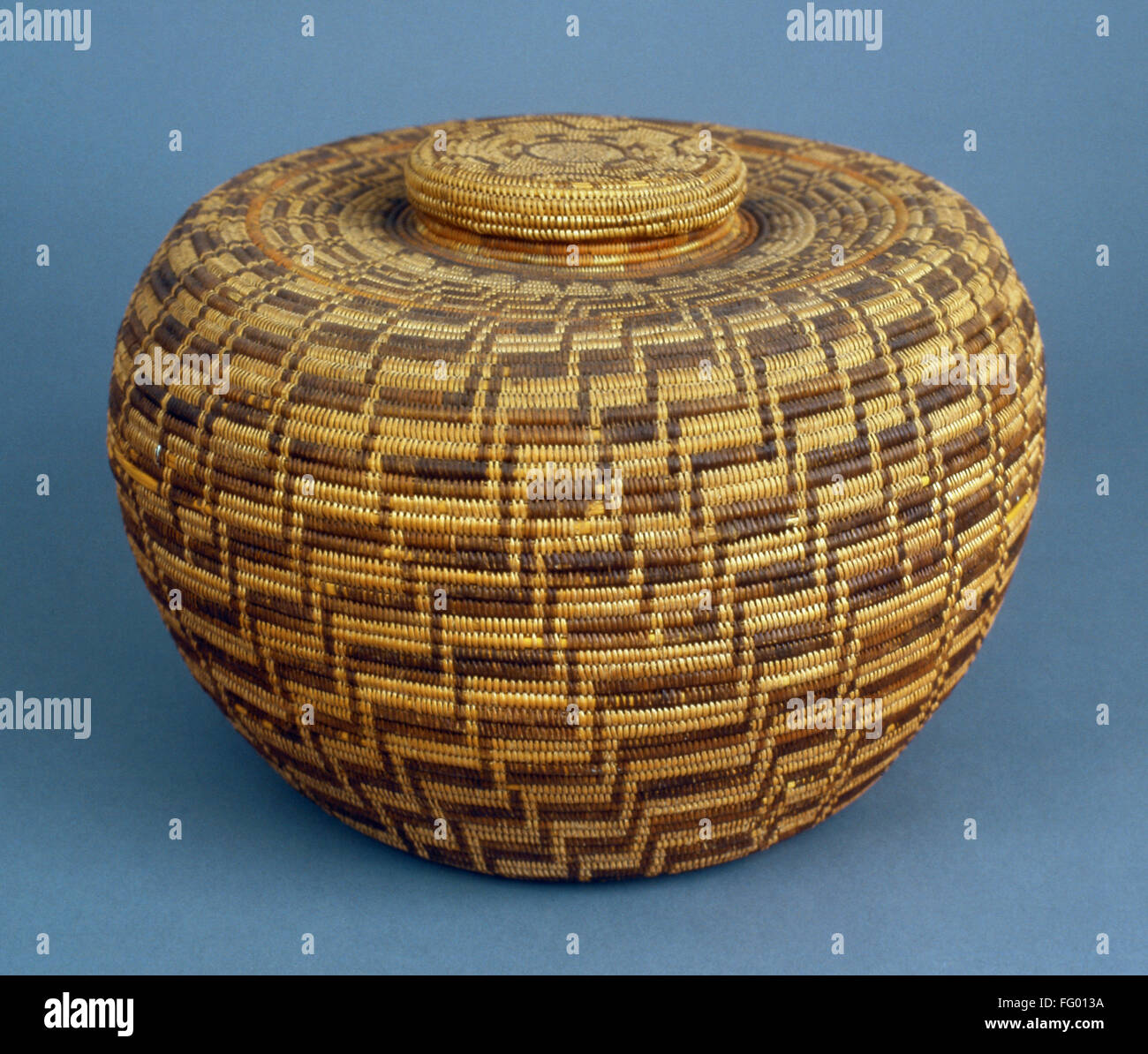 NATIVE AMERICAN BASKET. /nWoven coiled bottleneck basket of the Chumash ...