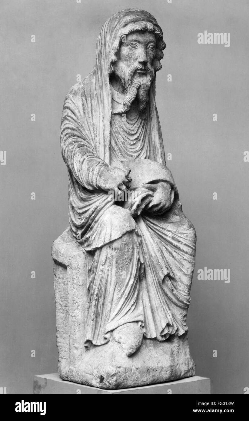 PROPHET, 12th CENTURY. /nLimestone sculpture of a prophet, from the ...