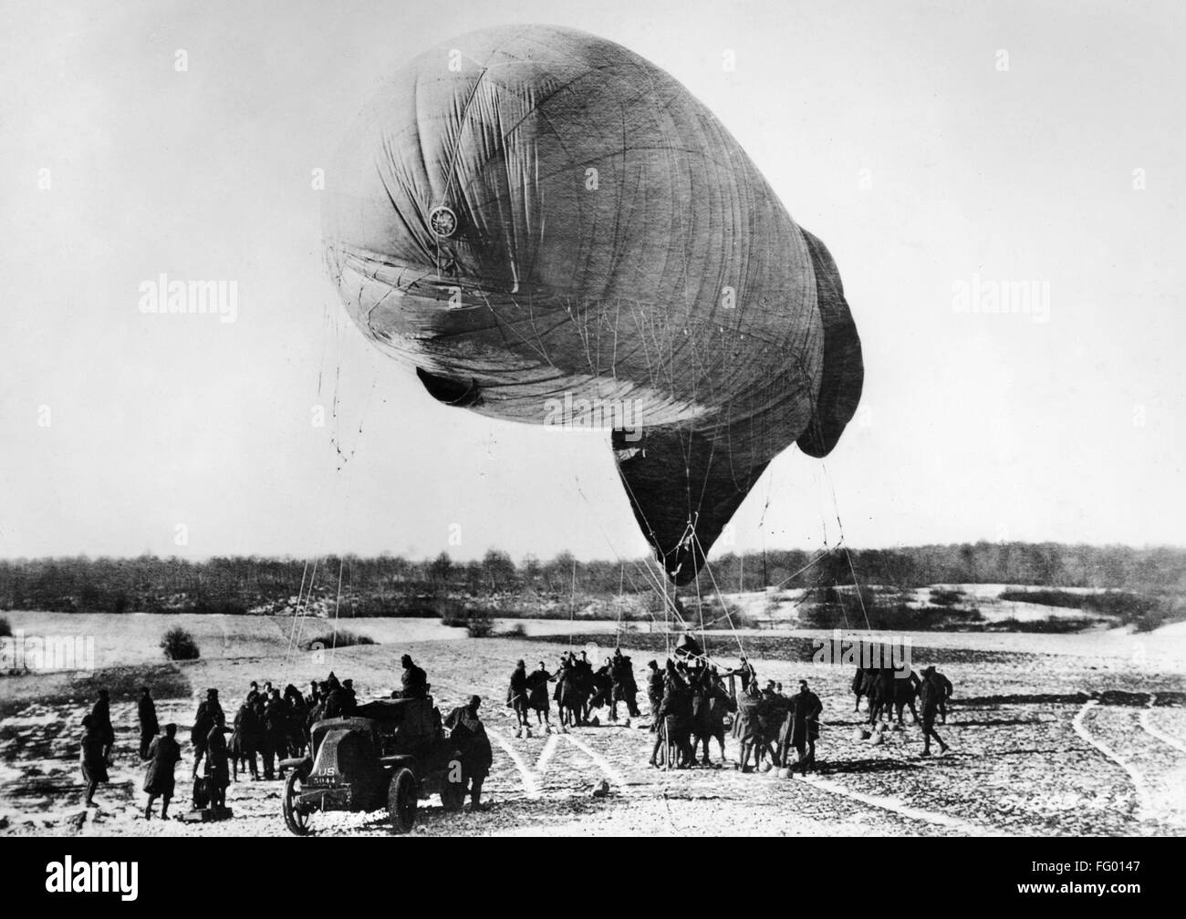 WORLD WAR I: BALLOON, 1918. /nA U.S. Army observation balloon in France ...