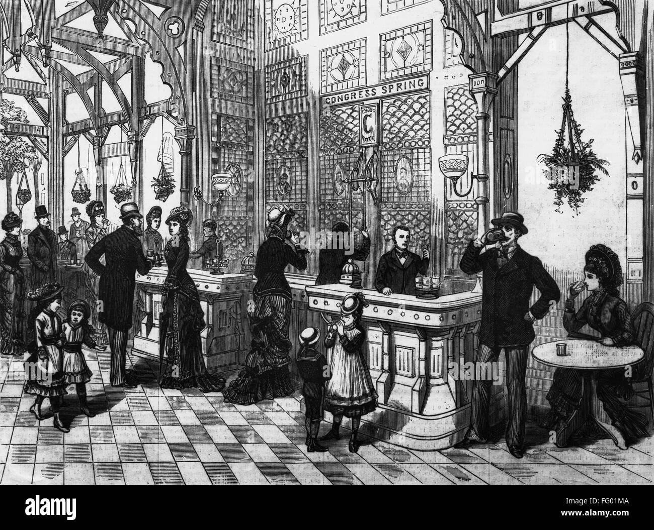 SARATOGA SPRINGS, 1879. /nVisitors at the New Congress Spring at ...