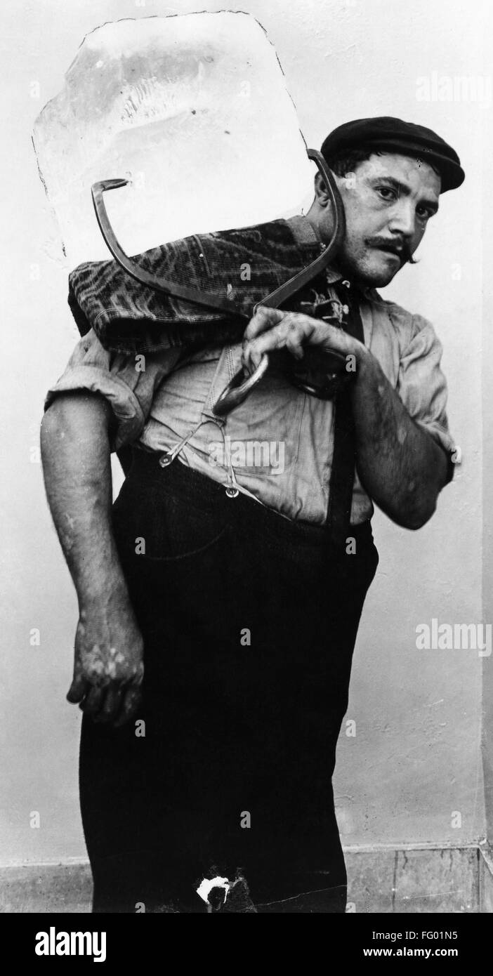 ICEMAN. /nAn ice delivery man. Photograph, late 19th or early 20th ...