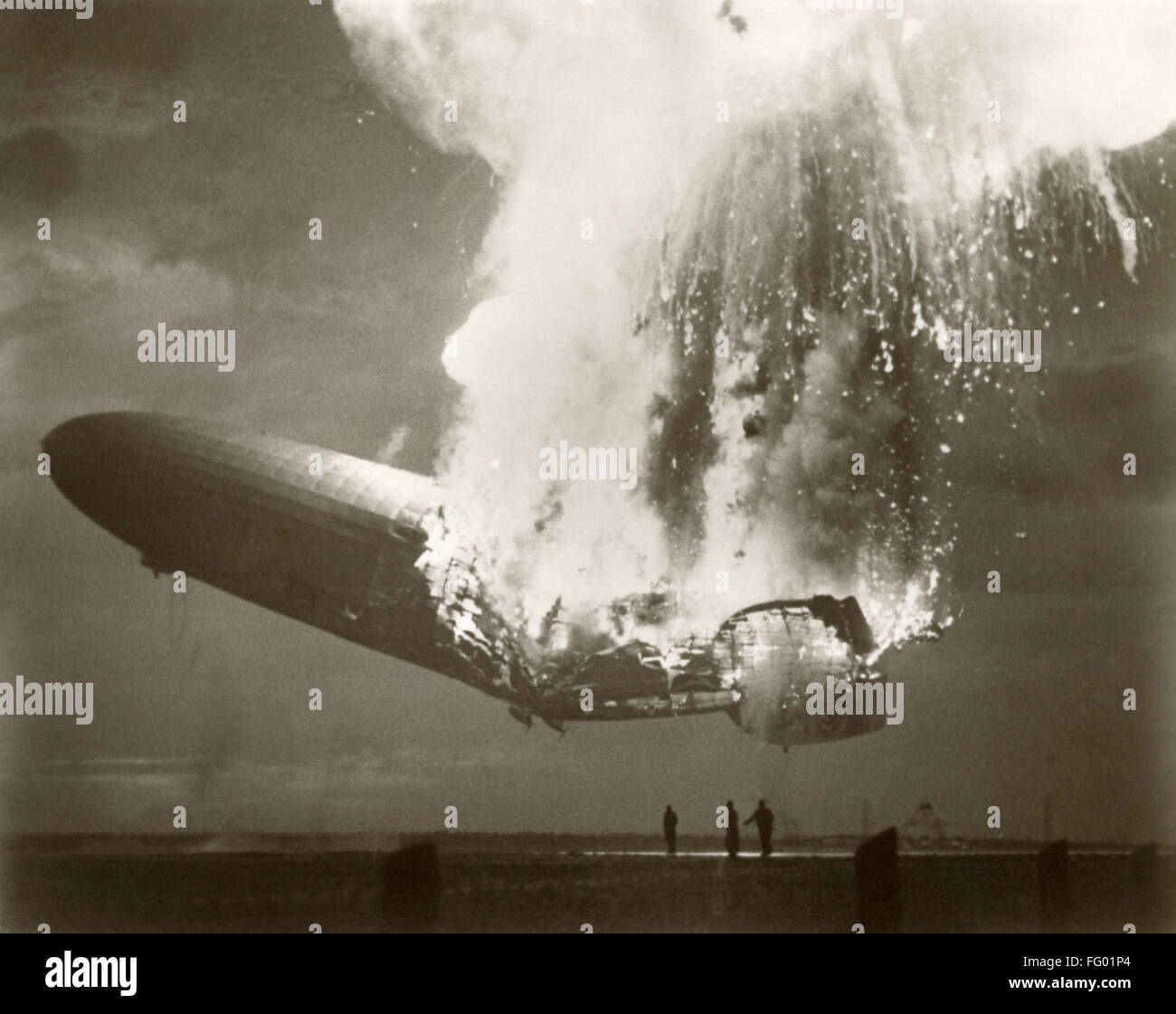 THE HINDENBURG, 1937. /nThe German zeppelin 'Hindenburg' exploding at ...
