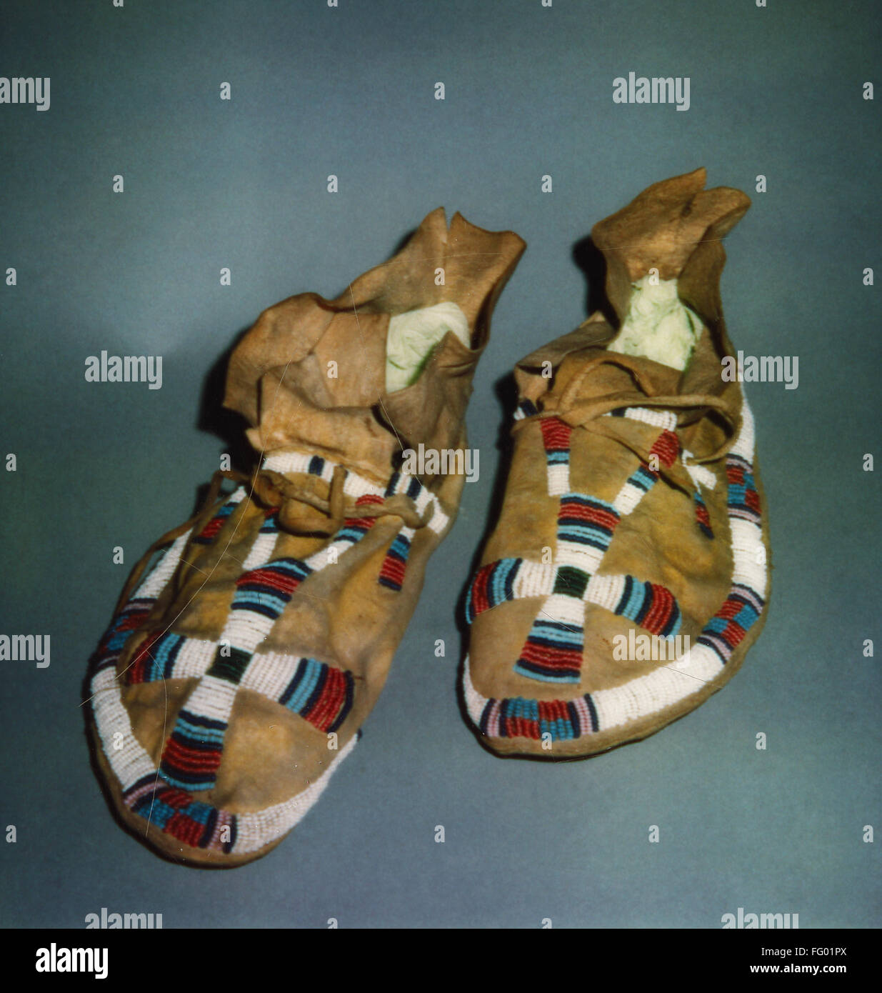 CHEYENNE MOCCASINS. /nBuckskin moccasins with beaded designs. Cheyenne ...