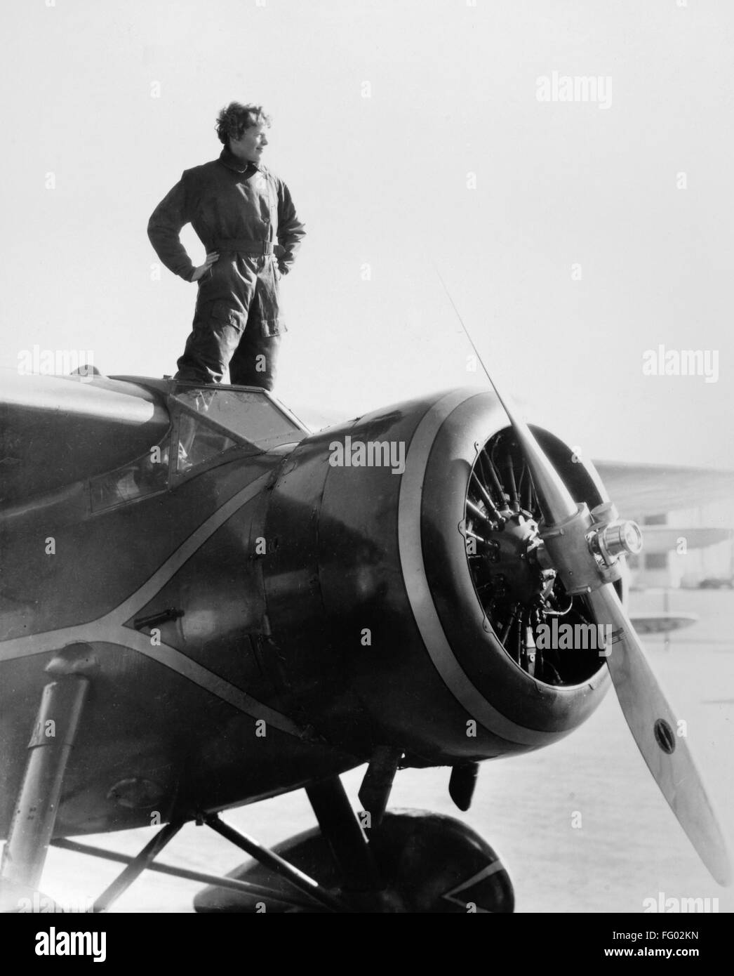 AMELIA EARHART (1897-1937). /nAmerican aviator. Photographed with her ...