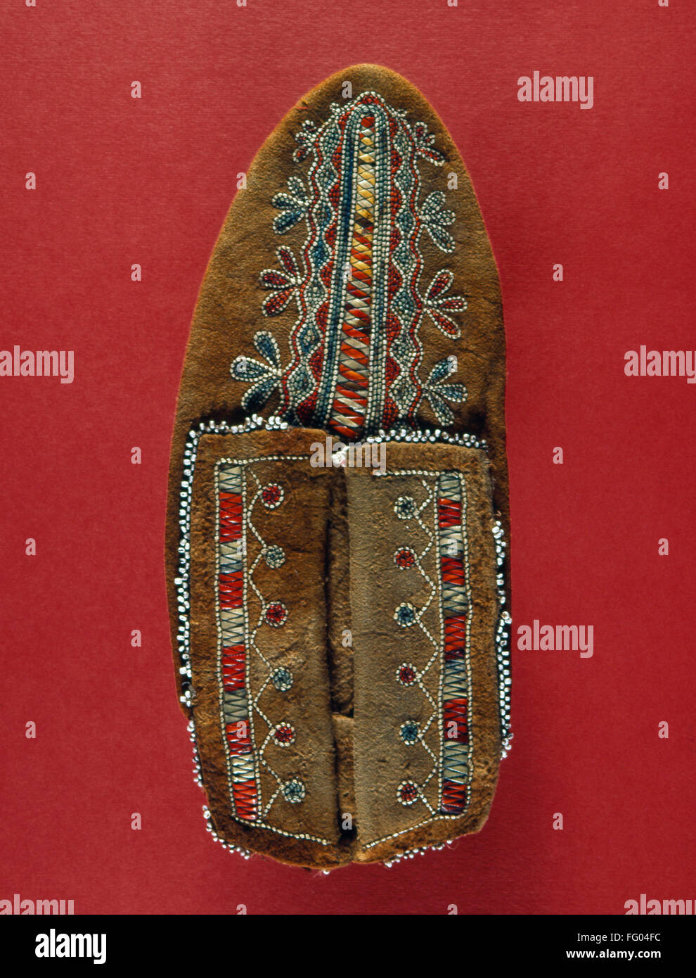 SENECA MOCCASIN. /nBuckskin moccasin with beaded designs. Seneca ...