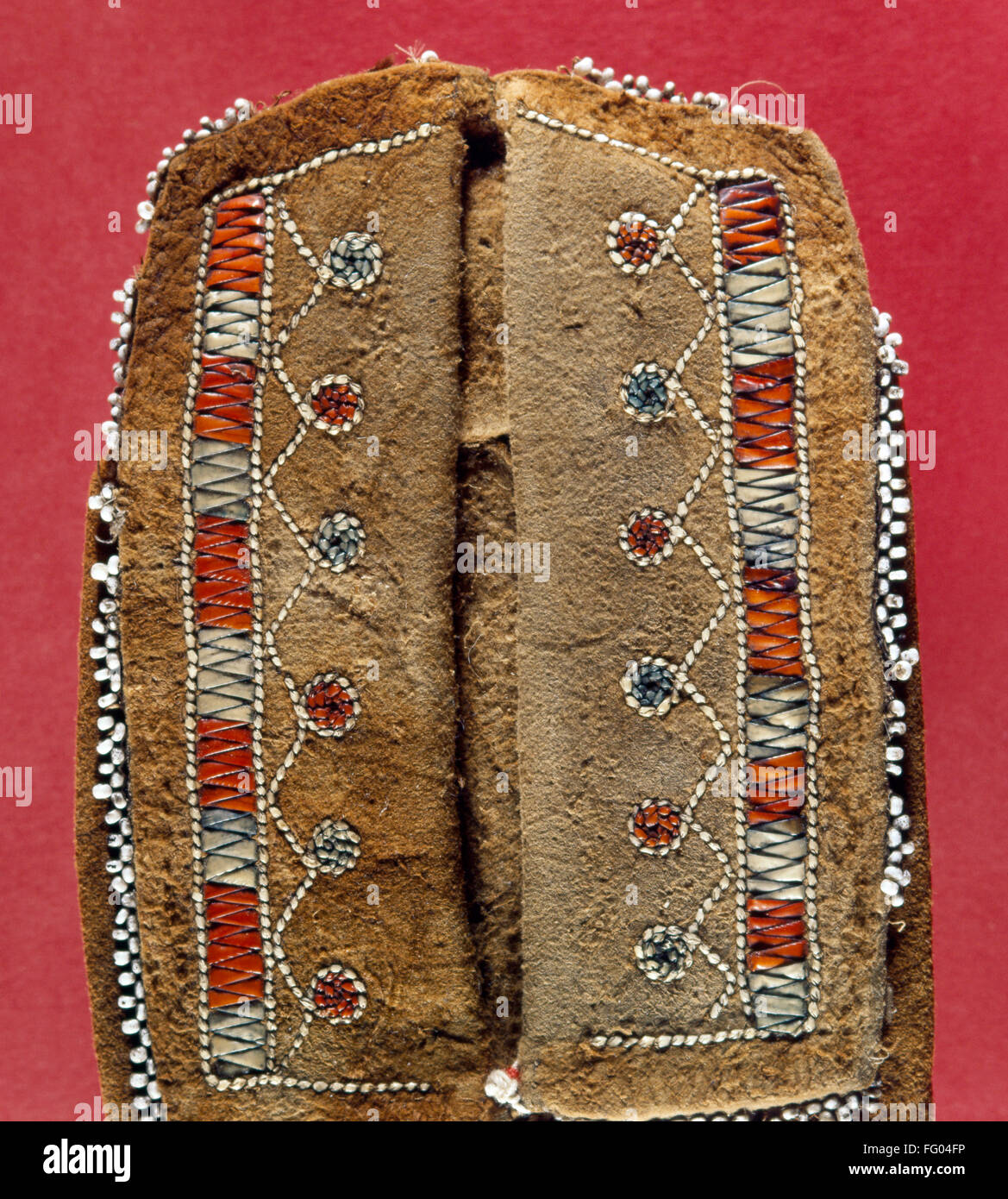 SENECA MOCCASIN. /nDetail of a buckskin moccasin, showing beadwork ...