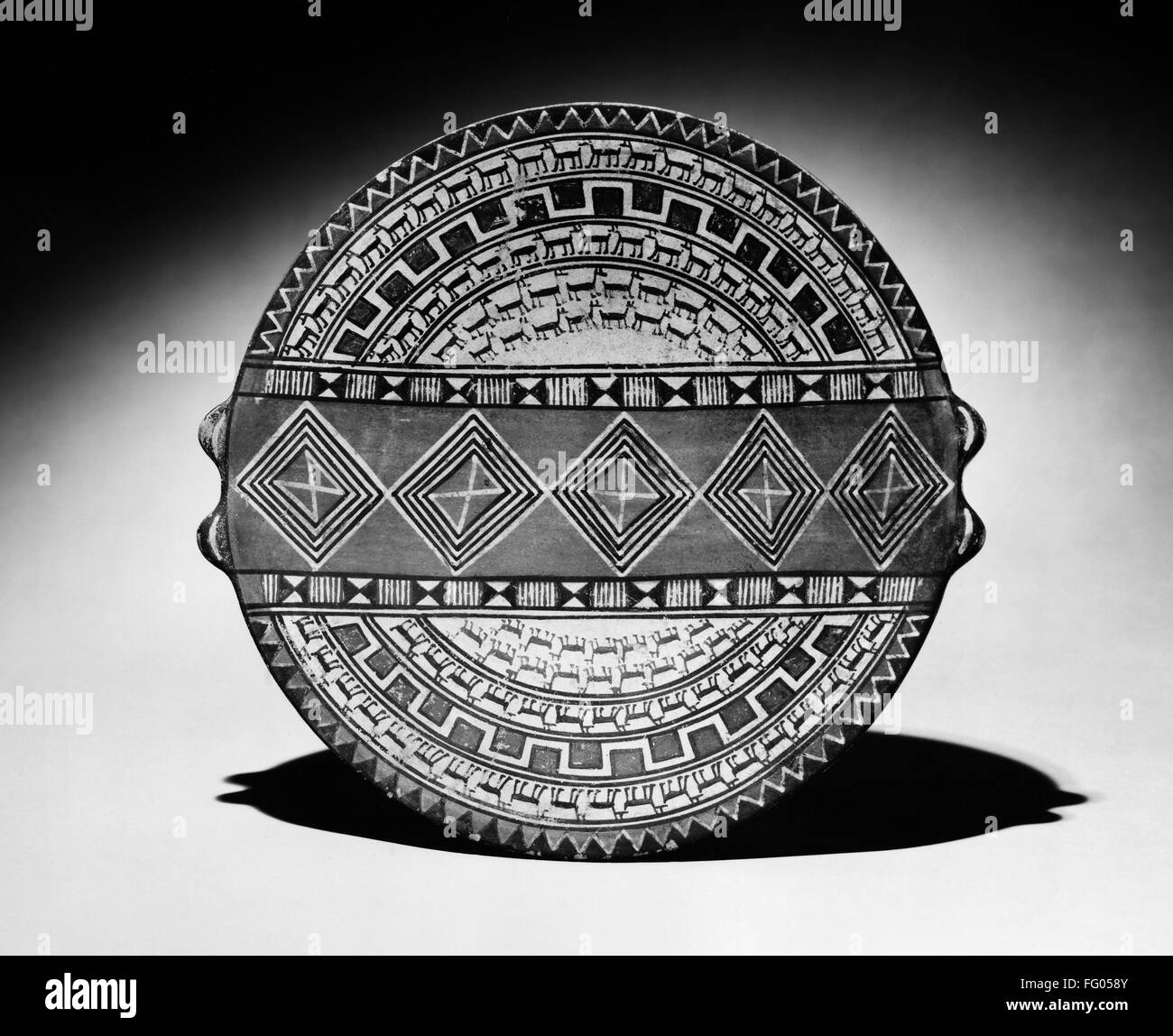 PERU: INCA PLATE. /nCeramic plate with painted llama designs, made by ...