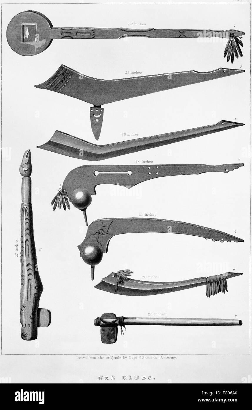 NATIVE AMERICAN WAR CLUBS. /nVarious war clubs of Native American ...