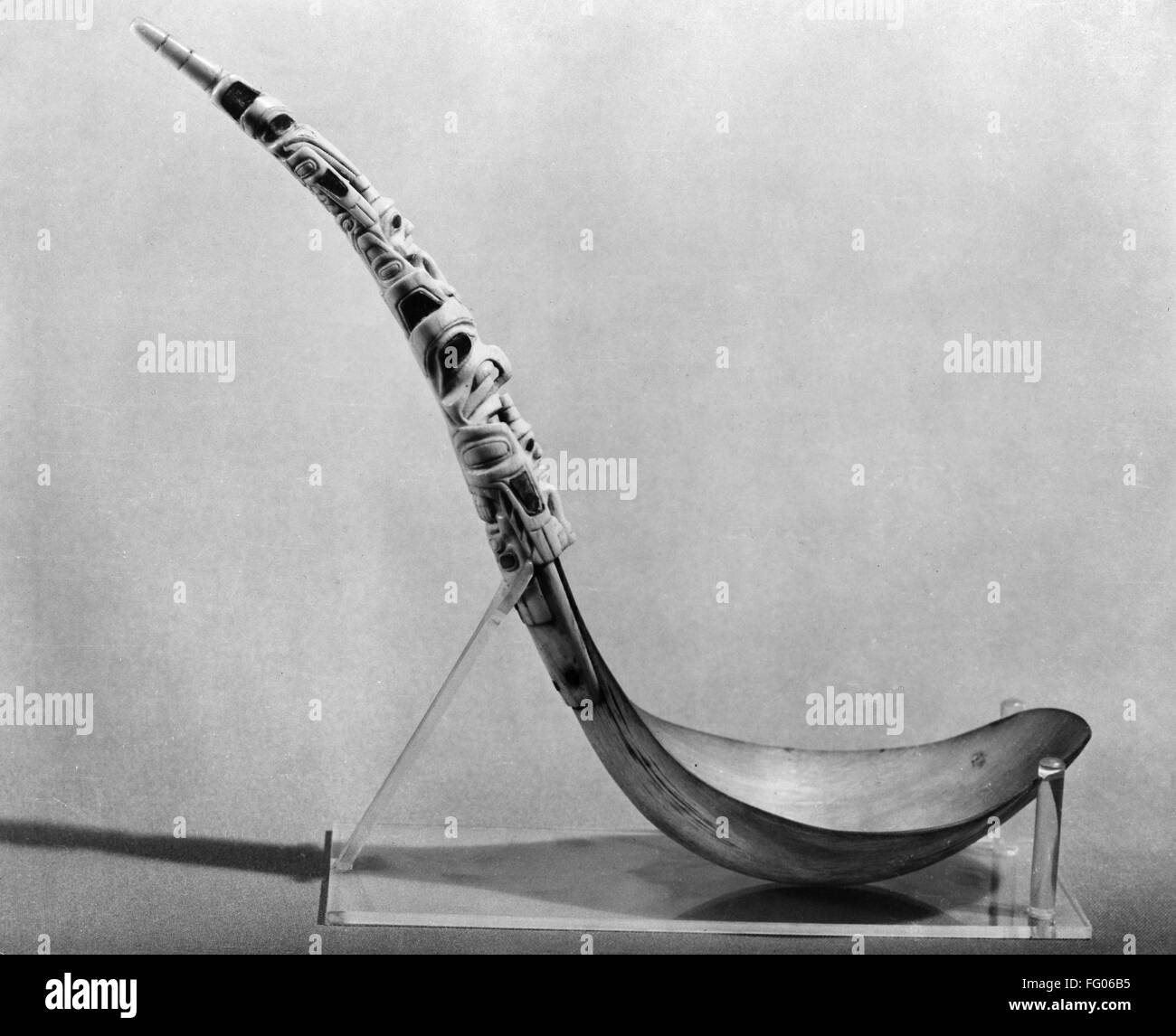 ALASKA: TLINGIT LADLE. /nLadle of carved mountain sheep horn ...