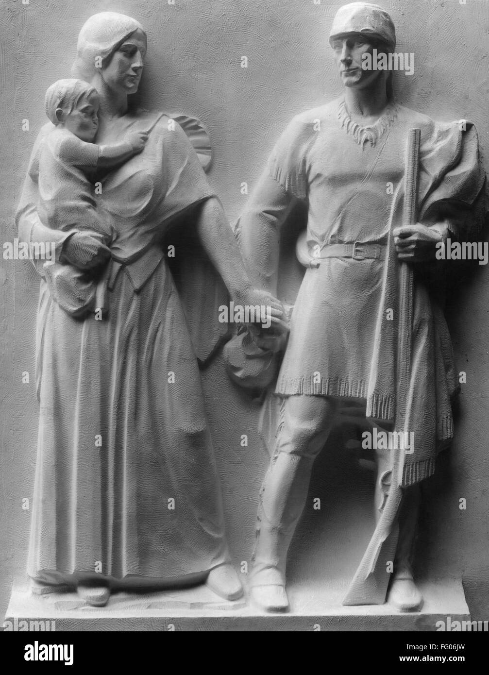 FRONTIER FAREWELL, 1934. /nRelief sculpture by German-American sculptor ...