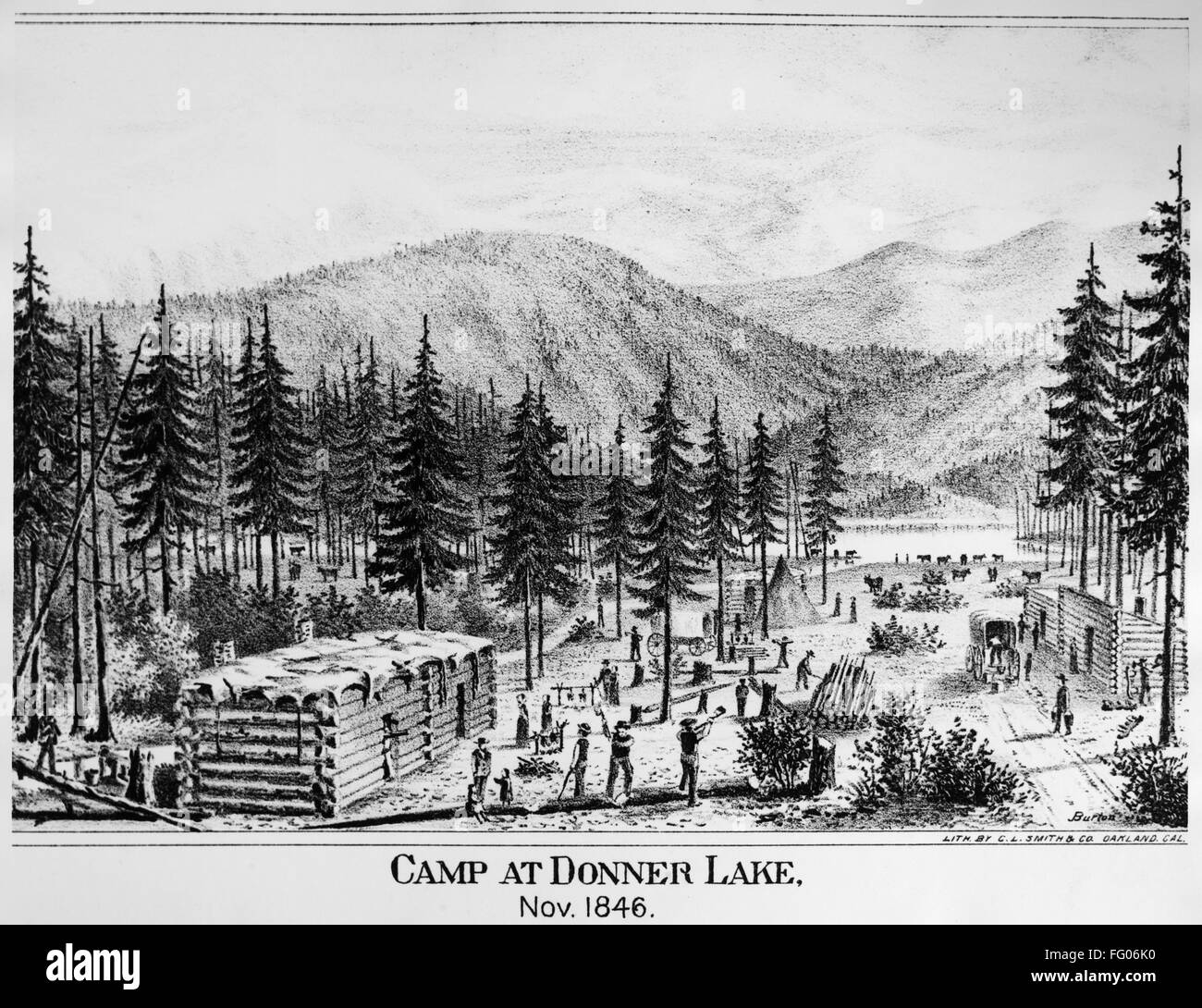 CALIFORNIA: DONNER LAKE. /nCamp at Donner Lake in northern California ...