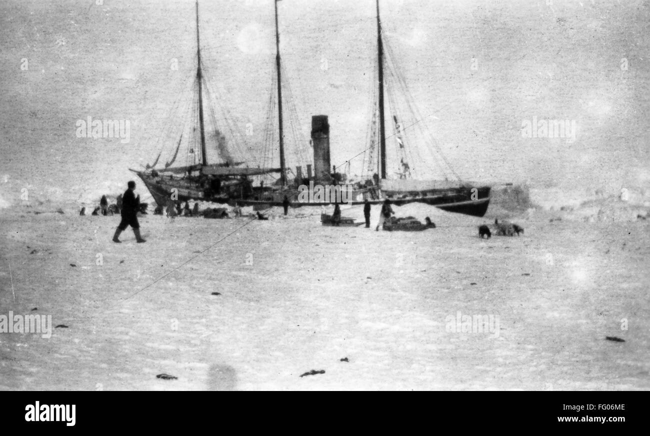 PEARY'S EXPEDITION, 1908. /nThe ship 'Roosevelt' in winter quarters in ...
