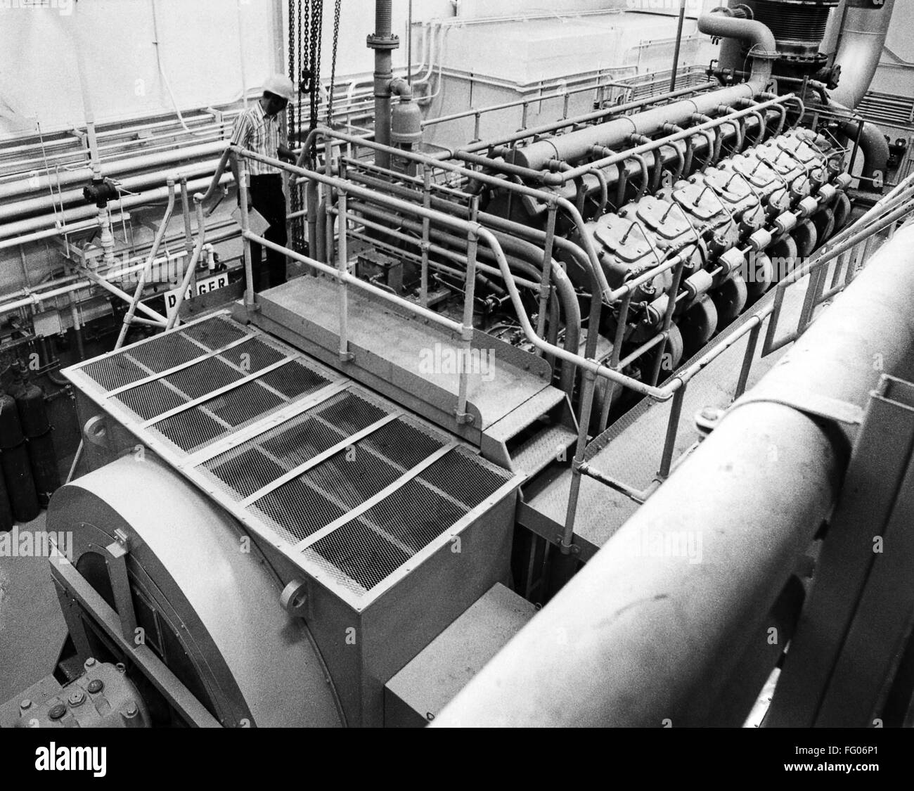 NUCLEAR POWER PLANT, 1974. /nOverhead view of a standby engine ...