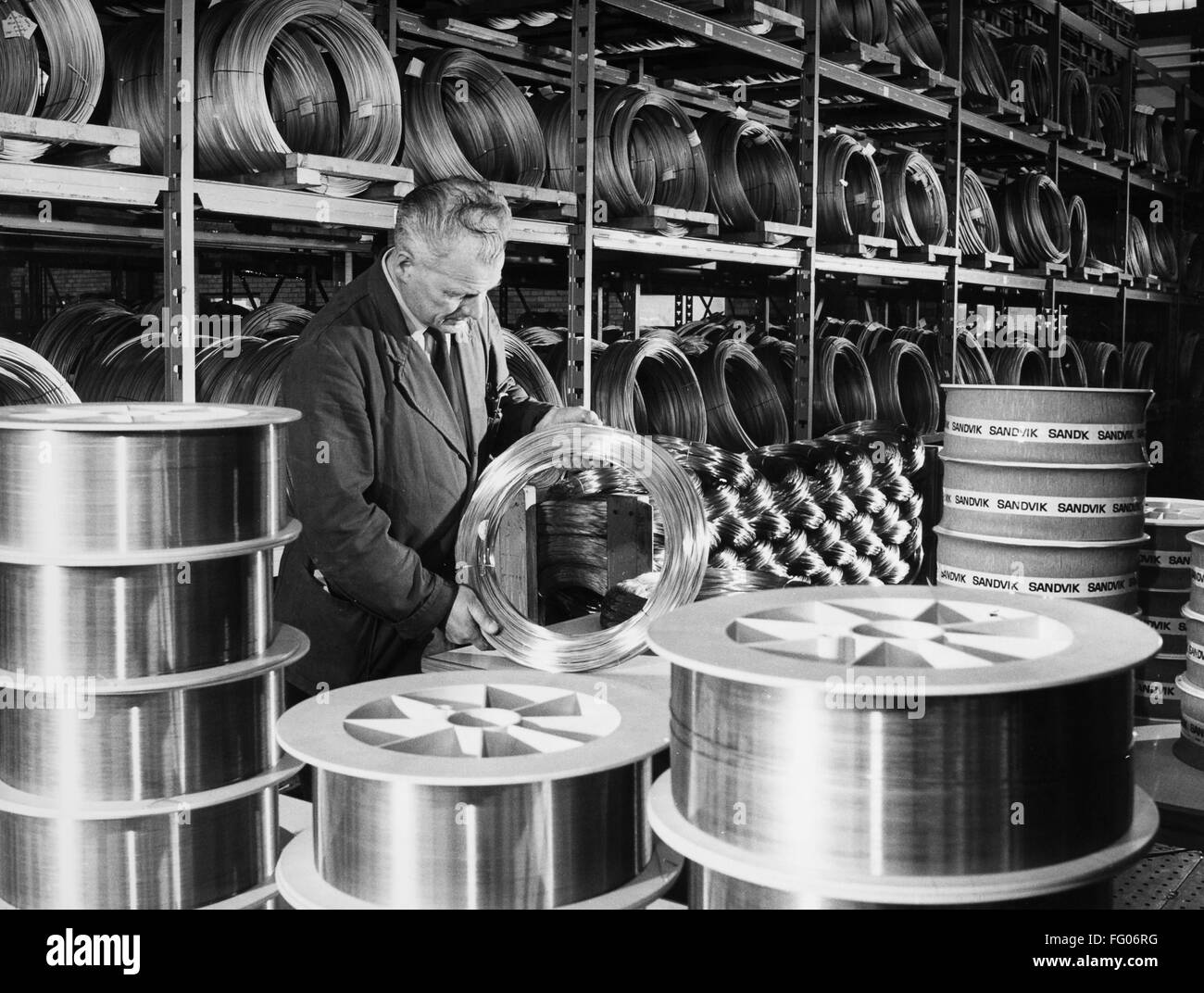SWEDEN: STEEL WIRE. /nAn employee of Sandvikens Jernverk (Iron Works ...