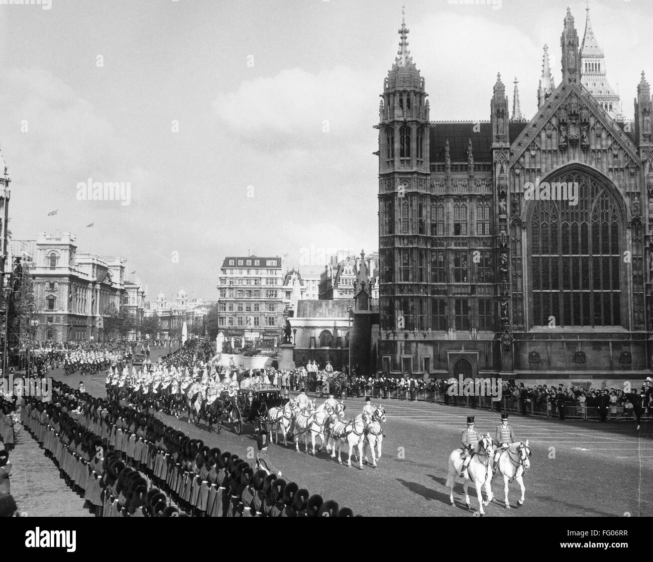 ENGLAND: PARLIAMENT, 1964. /nProcession of Queen Elizabeth II and ...