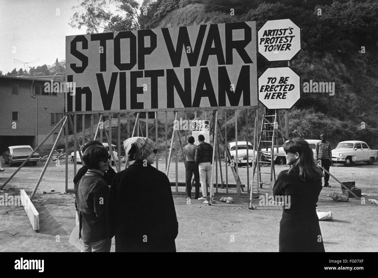 VIETNAM WAR PROTEST, 1966. /nSite of the 'Artist's Tower of Protest ...