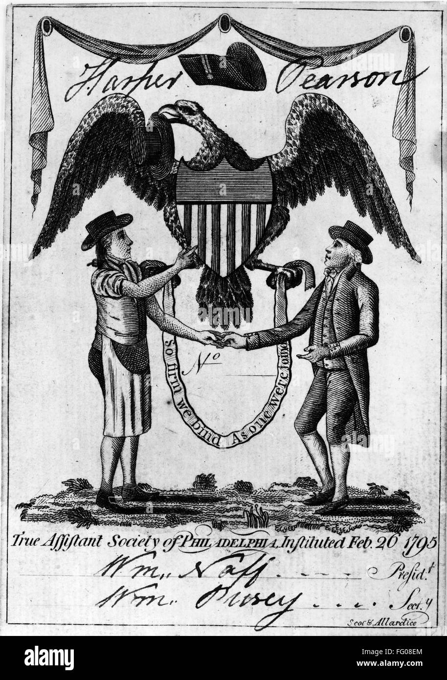 LABOR CERTIFICATE, 1795. /nCertificate with an engraved depiction of a ...