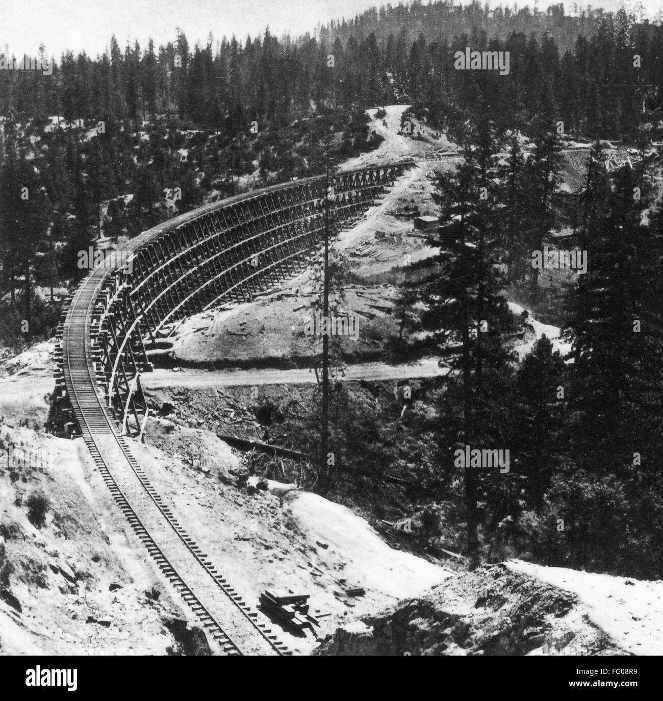 CALIFORNIA: RAILROAD. /nThe Secret Town trestle built for the Central ...