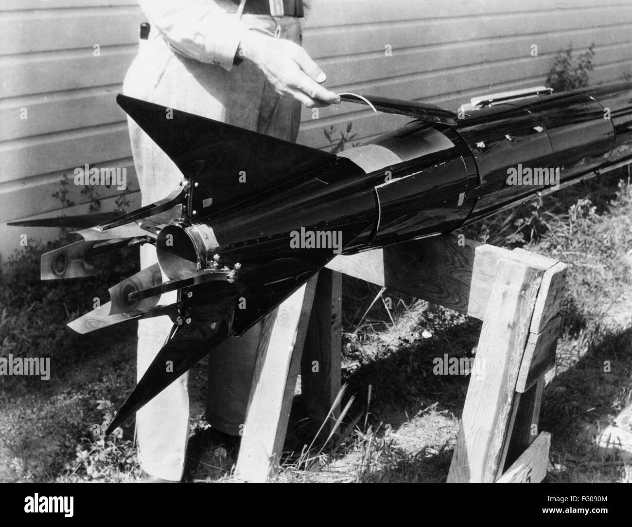 GODDARD: ROCKET, 1937. /nThe tailpiece of Robert Goddard's rocket ...