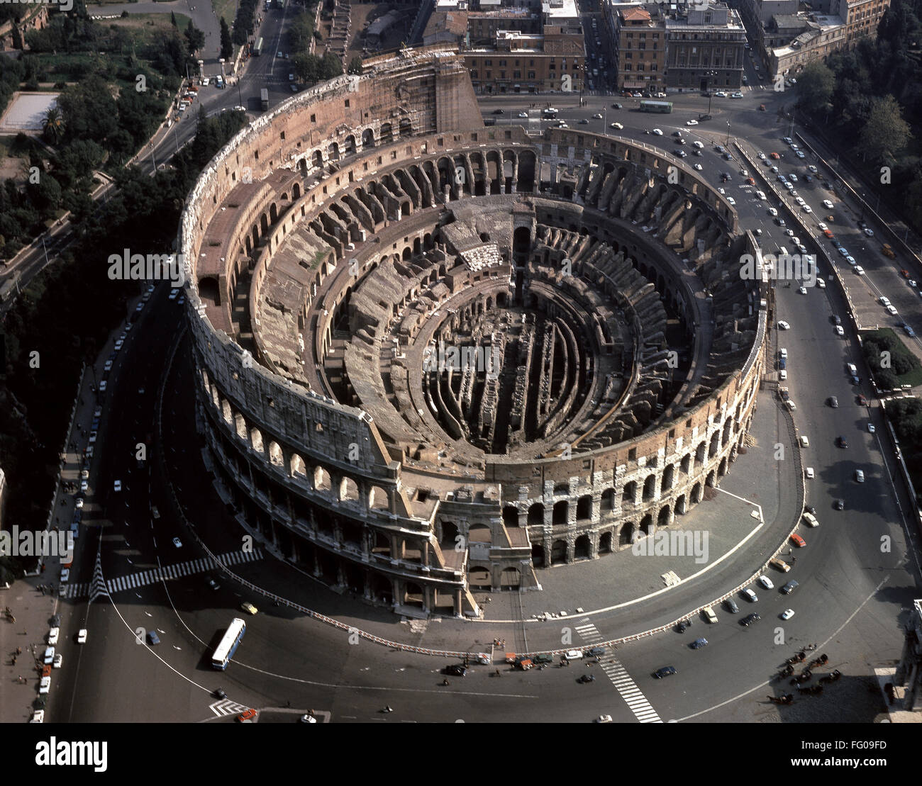 ROME: COLOSSEUM. /nBird's eye view of the Colosseum in Rome. Photograph ...