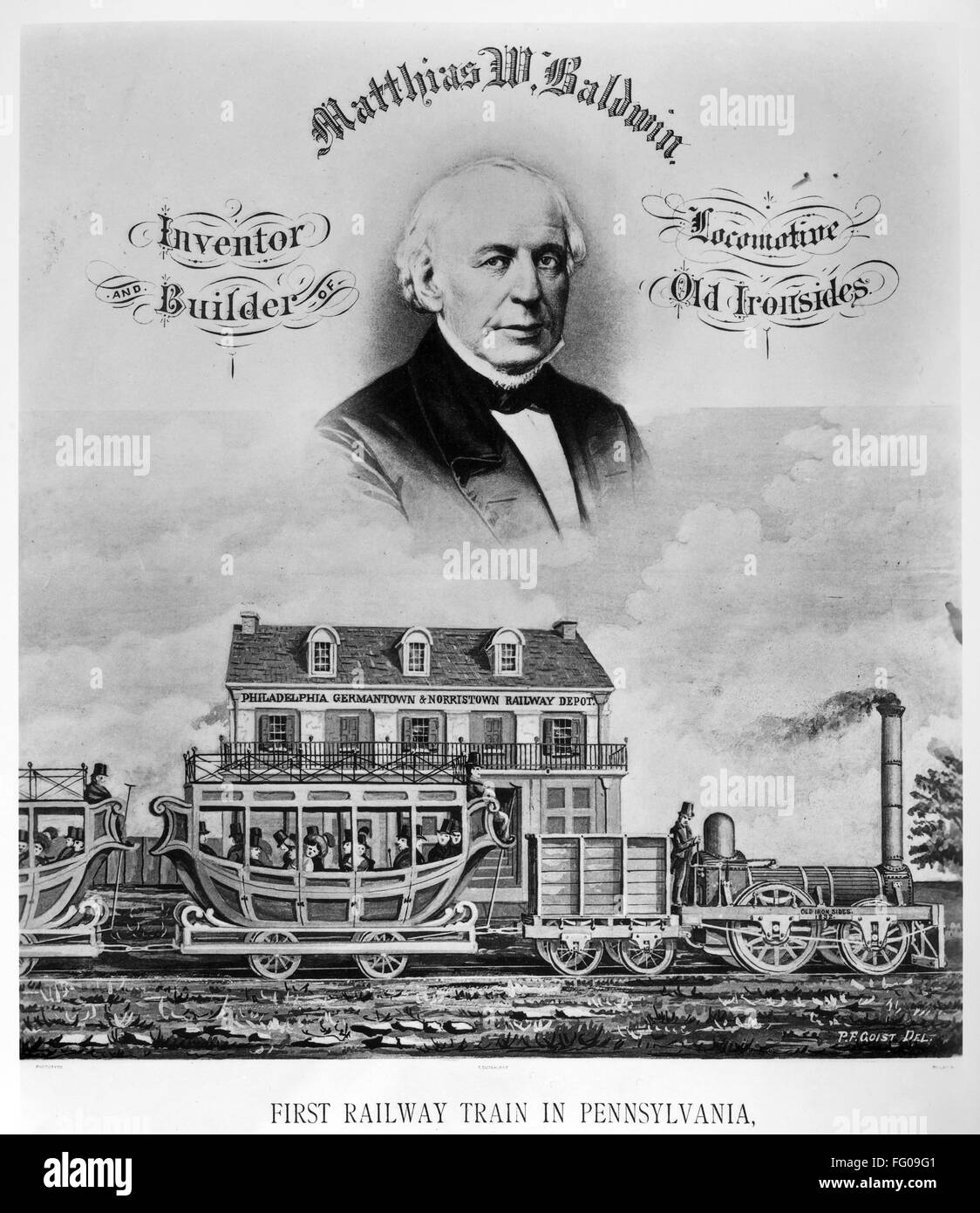 RAILROAD: TRAIN, 1832. /n'The First Railway Train in Pennsylvania ...