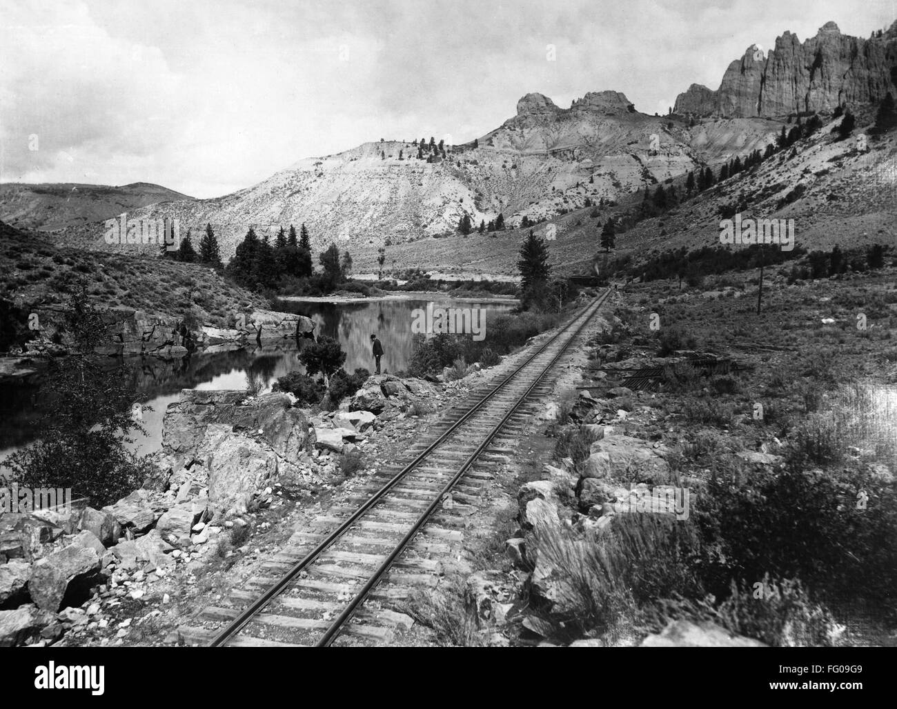 RAILROAD: 19th CENTURY. /nA railroad track in the American west ...