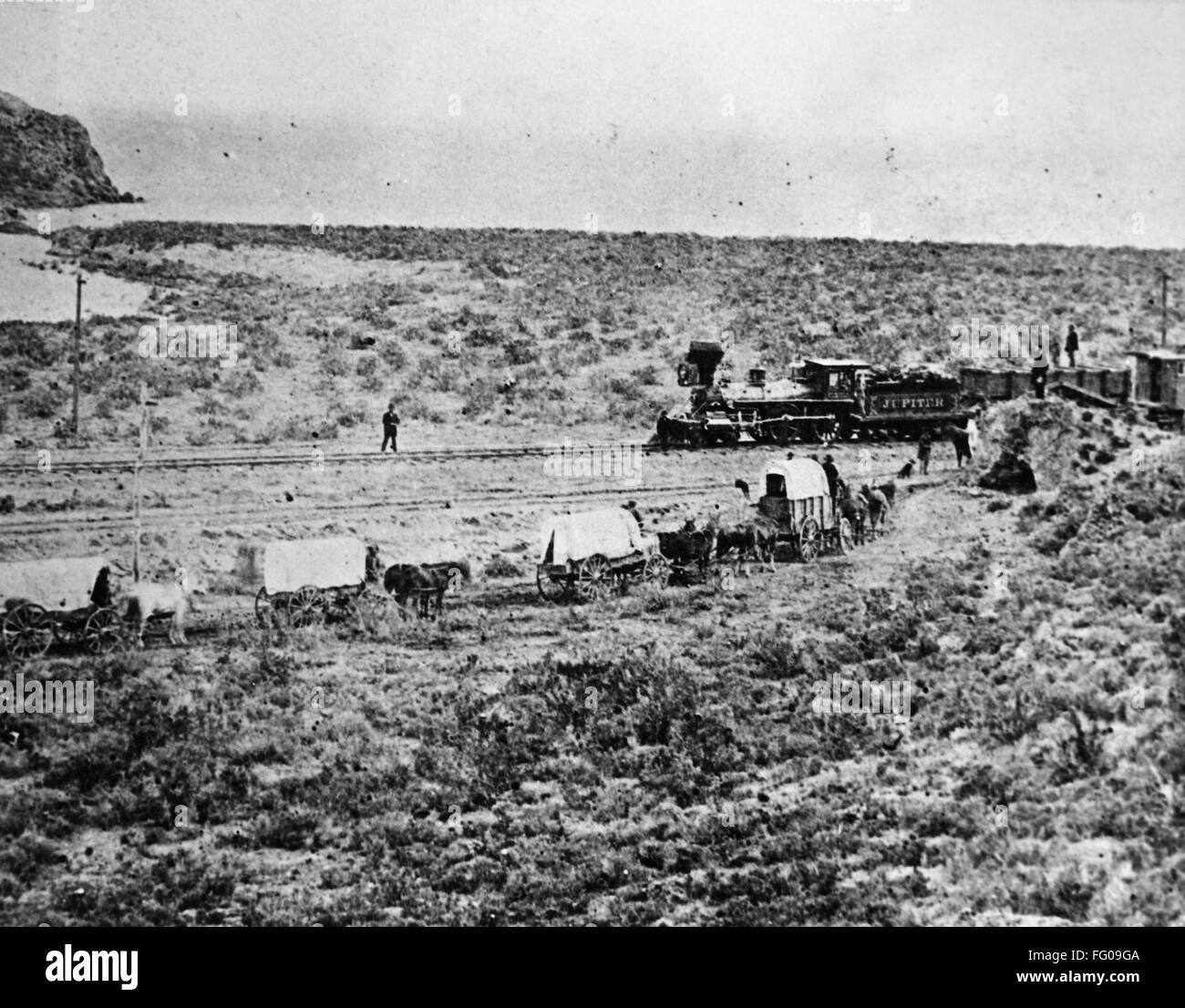 UTAH: RAILROAD, 1869. /nA train on its way to Promontory Point for the ...