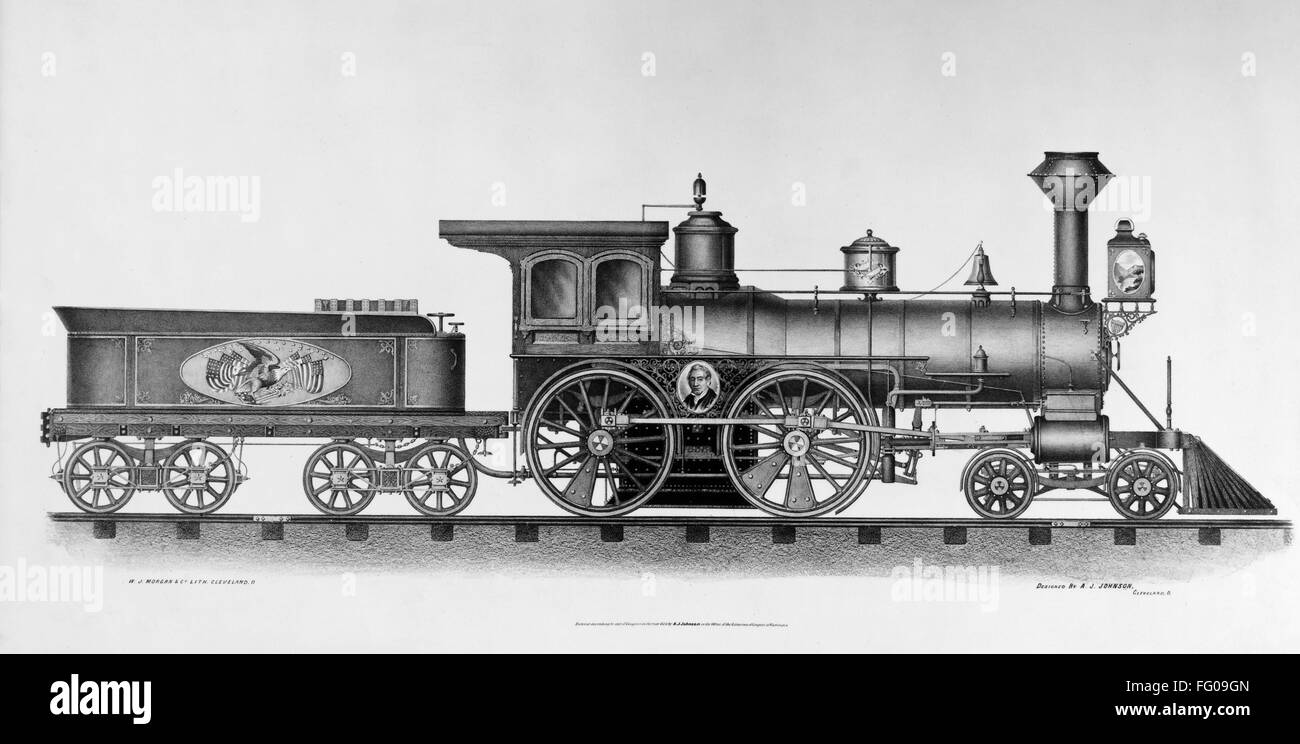 RAILROAD ENGINE, c1874. /nLithograph, American, c1874 Stock Photo - Alamy