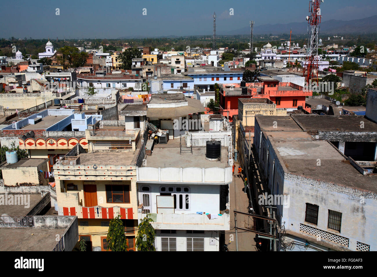 Aerial view of city situated in Rupnagar district in Punjab ; India ...