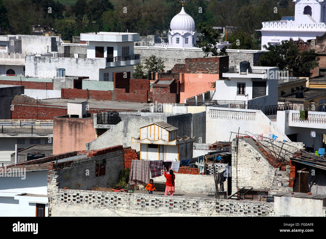 Aerial view of city situated in Rupnagar district in Punjab ; India ...