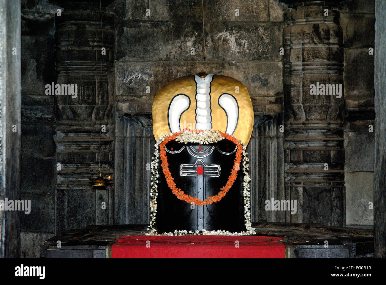 Huge shivling with naga statue in Shiva temple ; Belur near Halebid ...