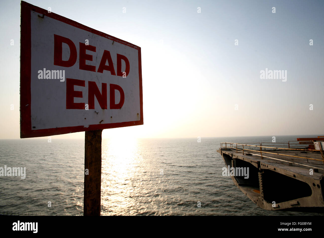 A dead end placard at the construction site Bandra Worli Sea link ...
