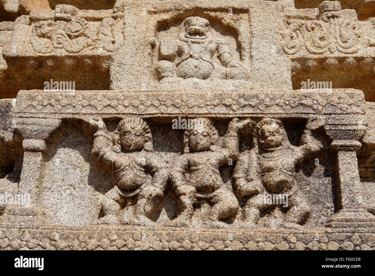 Statues on stone chariot ratha Vitthal Temple Hampi Vijayanagar UNESCO ...