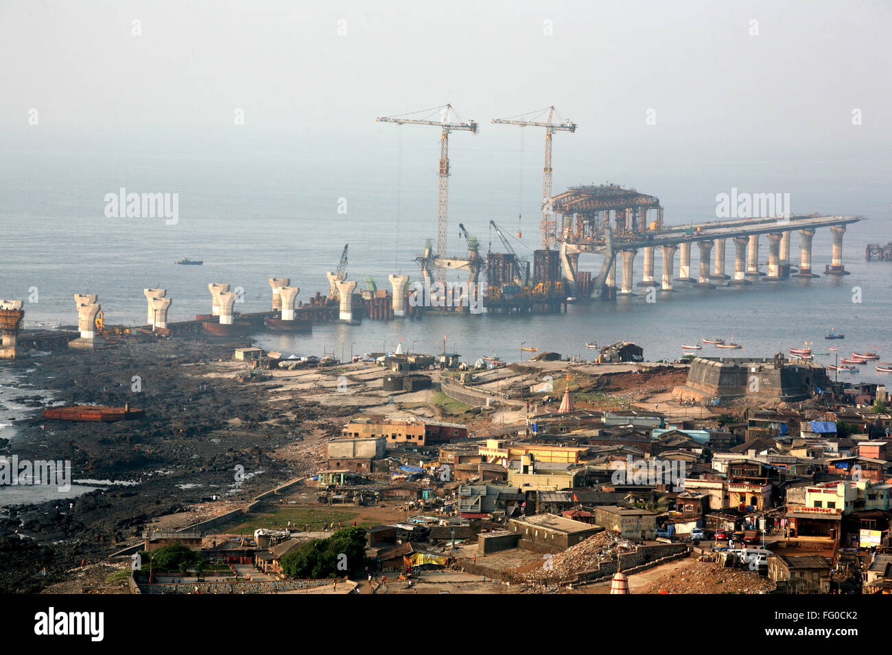 Worli village and headquarters of the Mumbai Coast with backdrop of ...